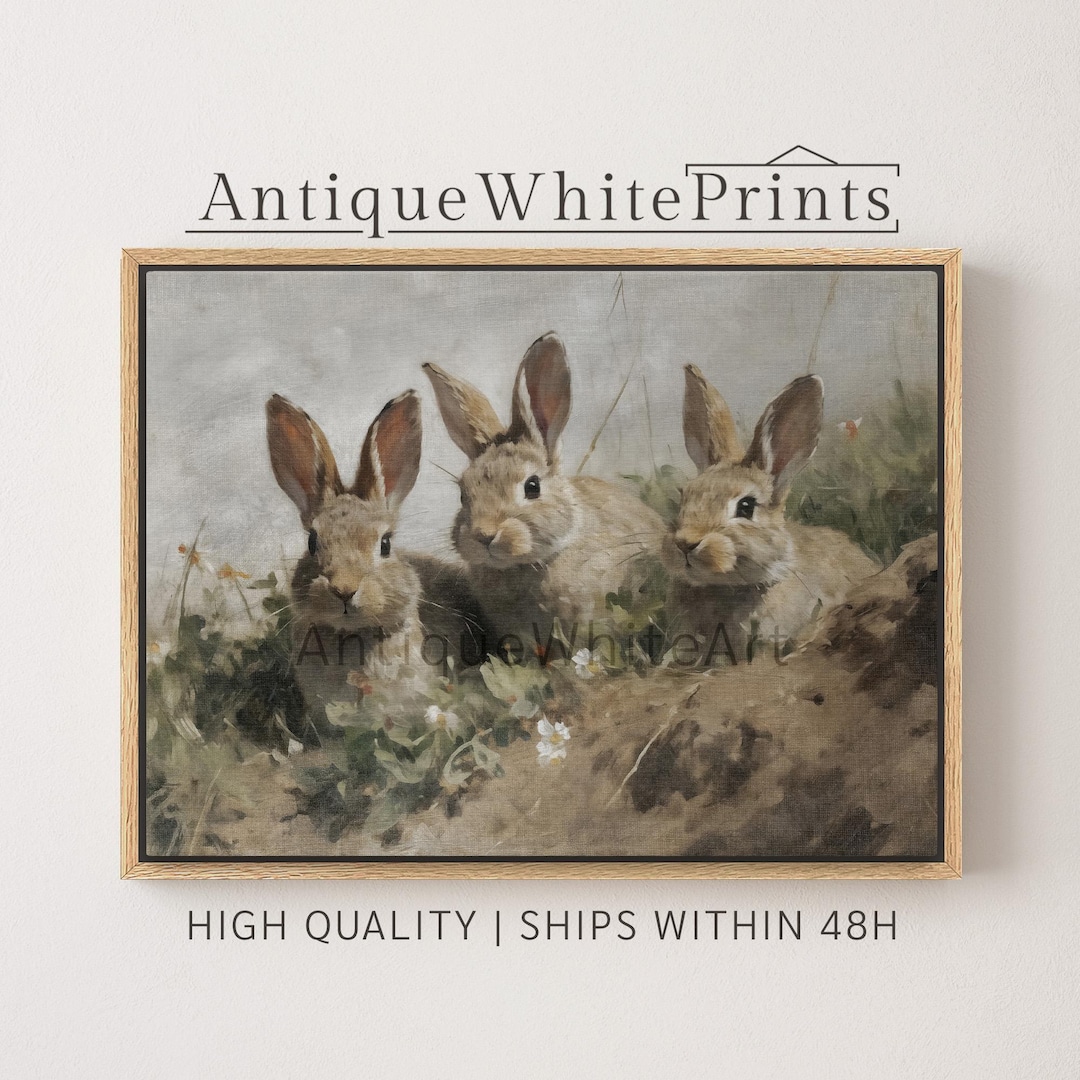 Easter Framed Print, Easter Bunnies Painting, Spring Country Printed ...