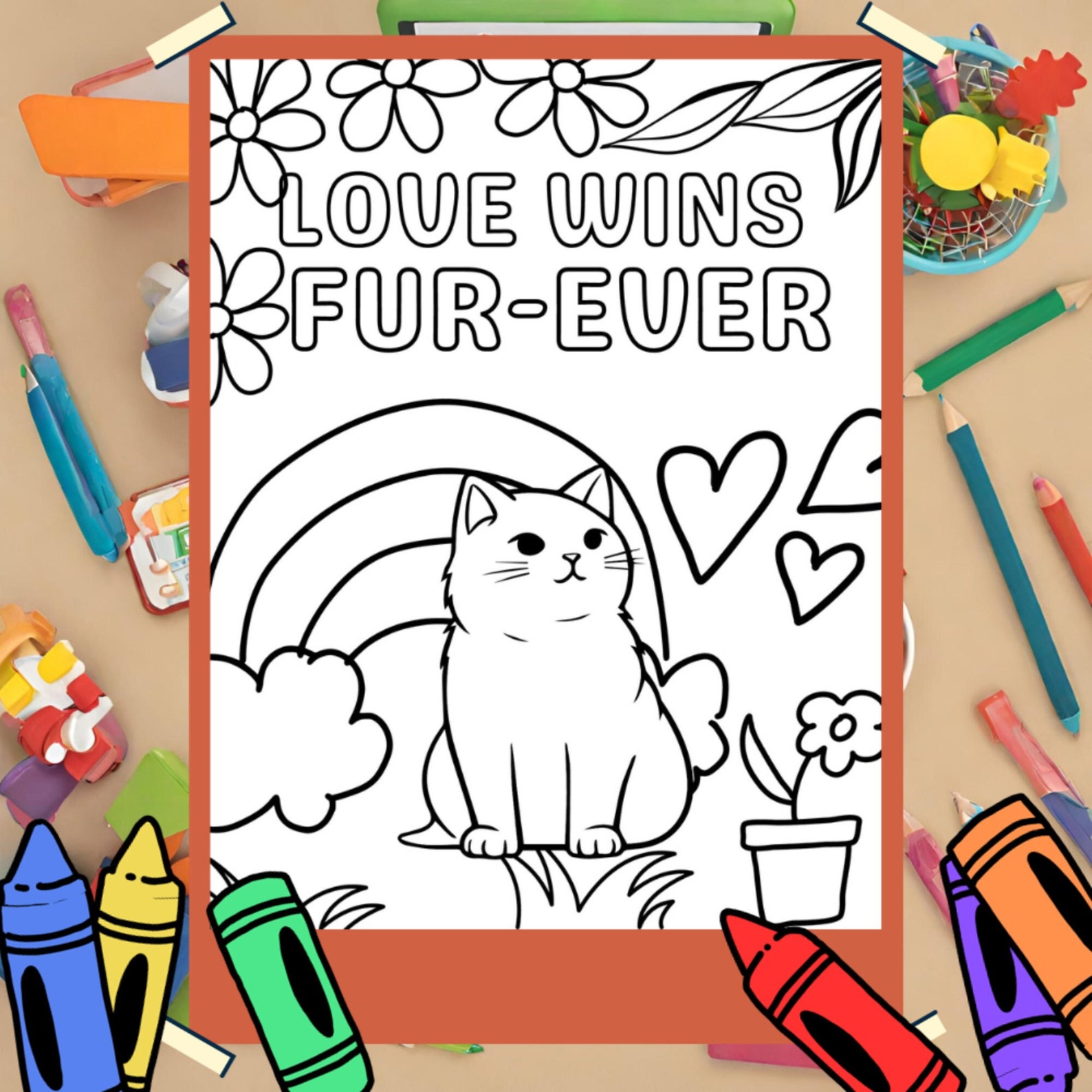 Valentines Coloring Page Printable Kids Coloring Page PDF 8.5x11 ...