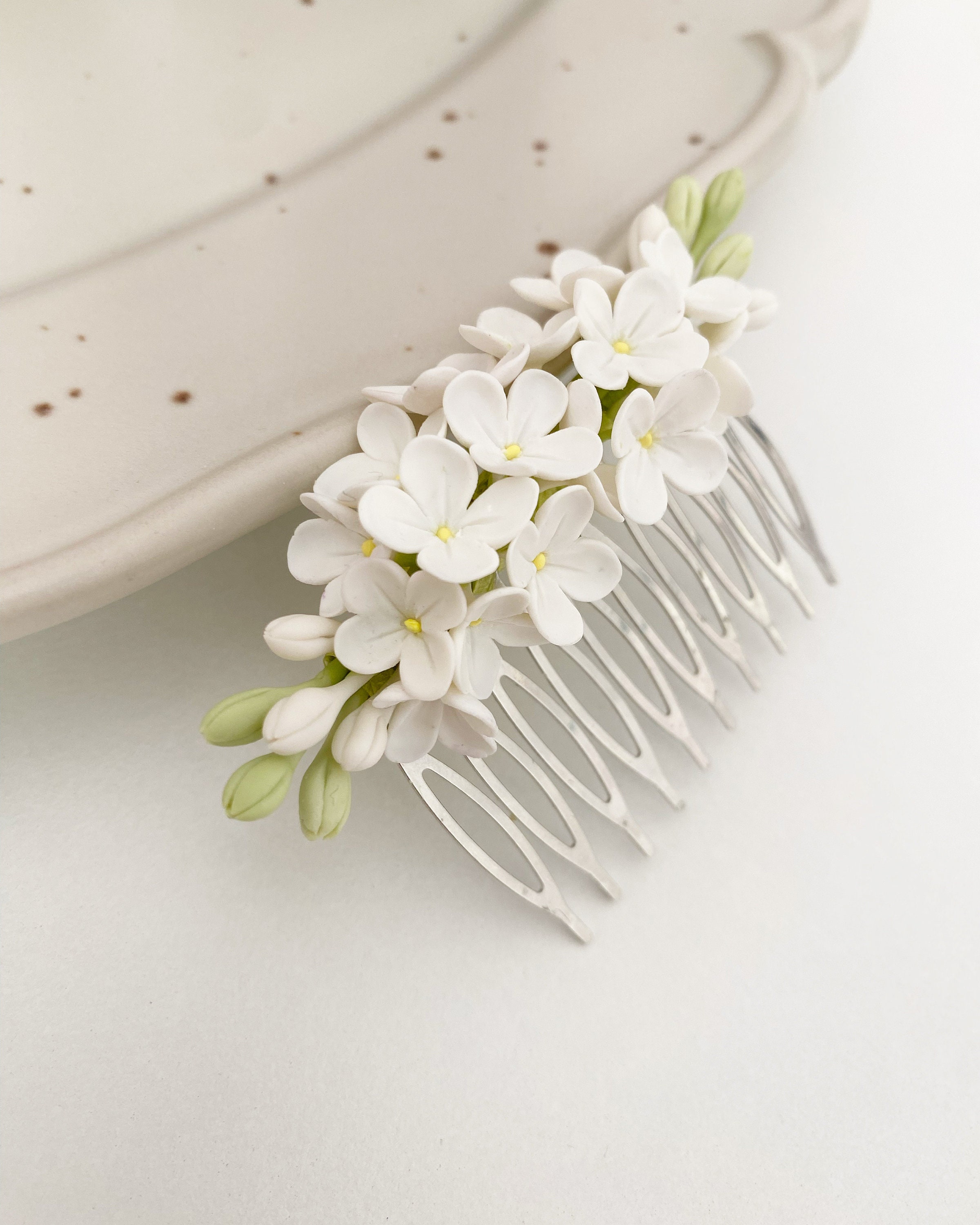 Lilac Hair Comb Ivory Flower Hair Comb Wedding Flower Hair Piece Bridal ...