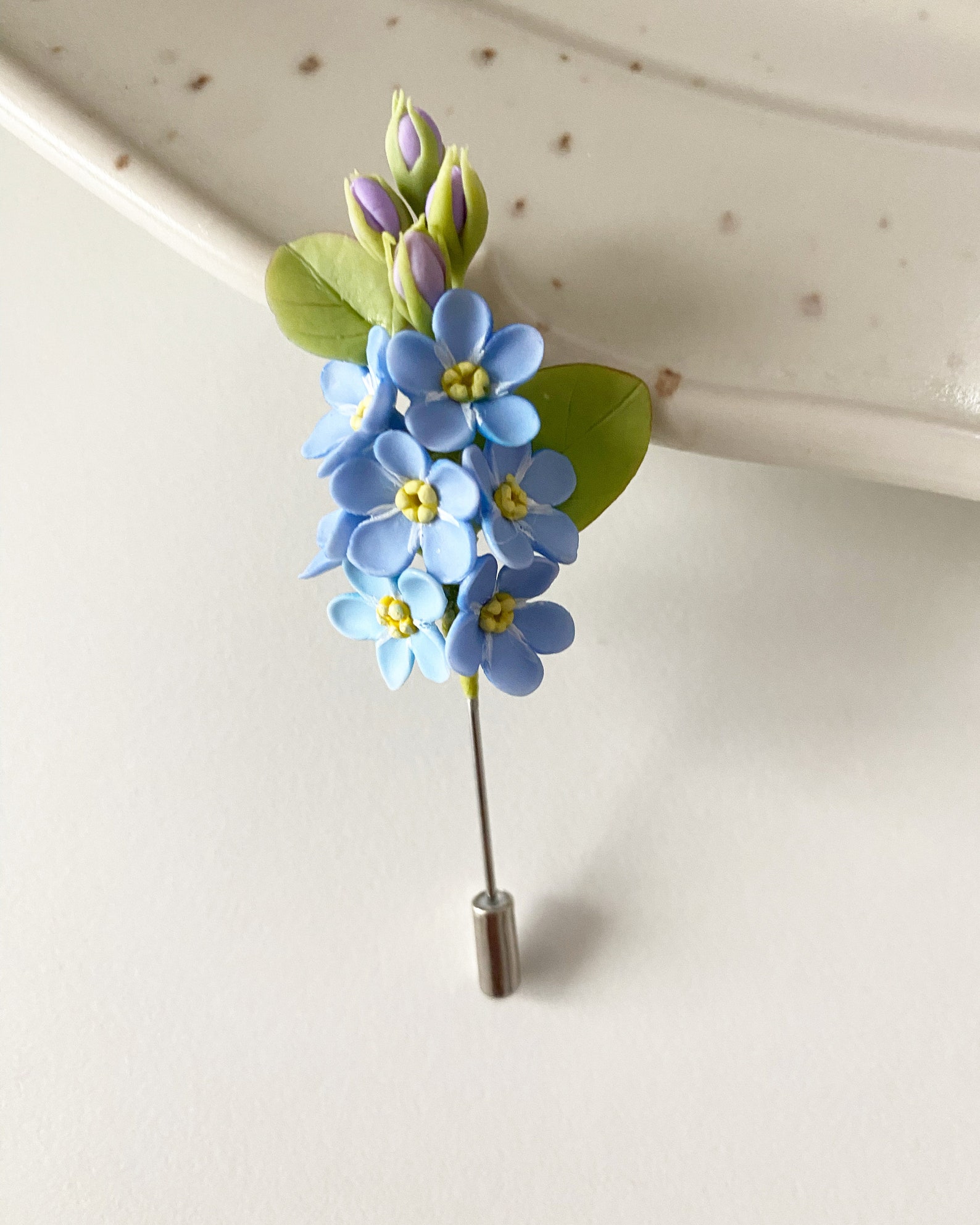 Blue Flower Lapel Pin Wedding Lapel Pin Forget-me-not Boutonniere ...
