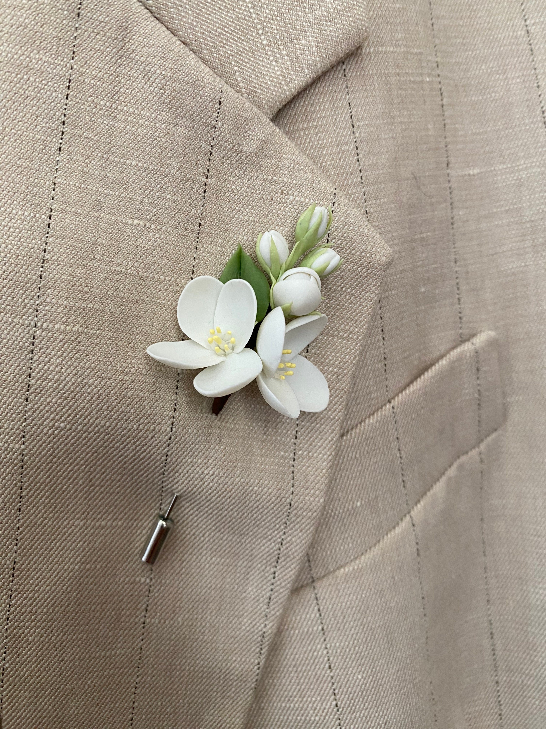 Blossom Lapel Pin Delicate Brooch Jasmine Lapel Pin Ivory Flower Lapel ...