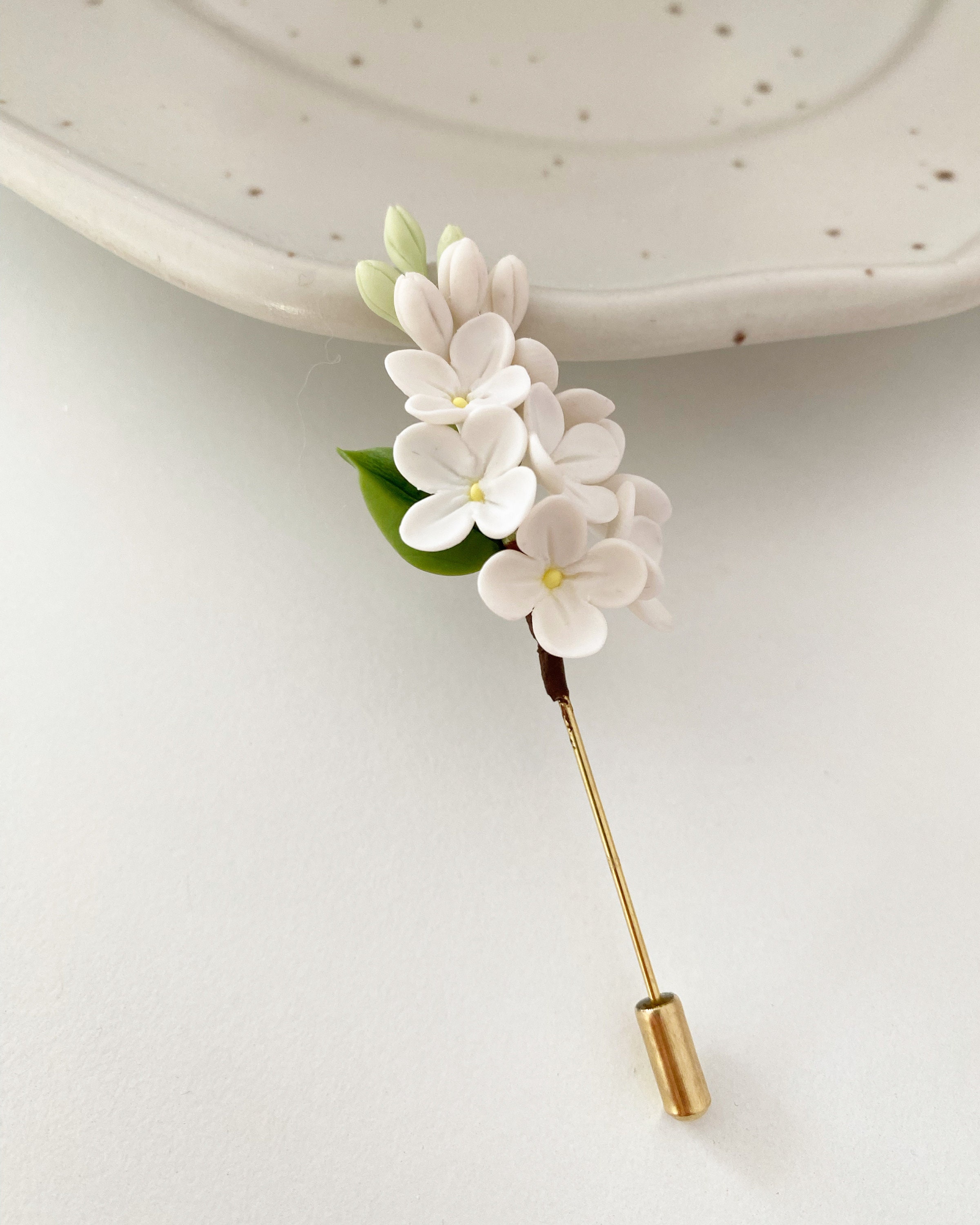 Lilac Lapel Pin Ivory Flower Lapel Pin Groom Boutonniere Wedding Lapel ...
