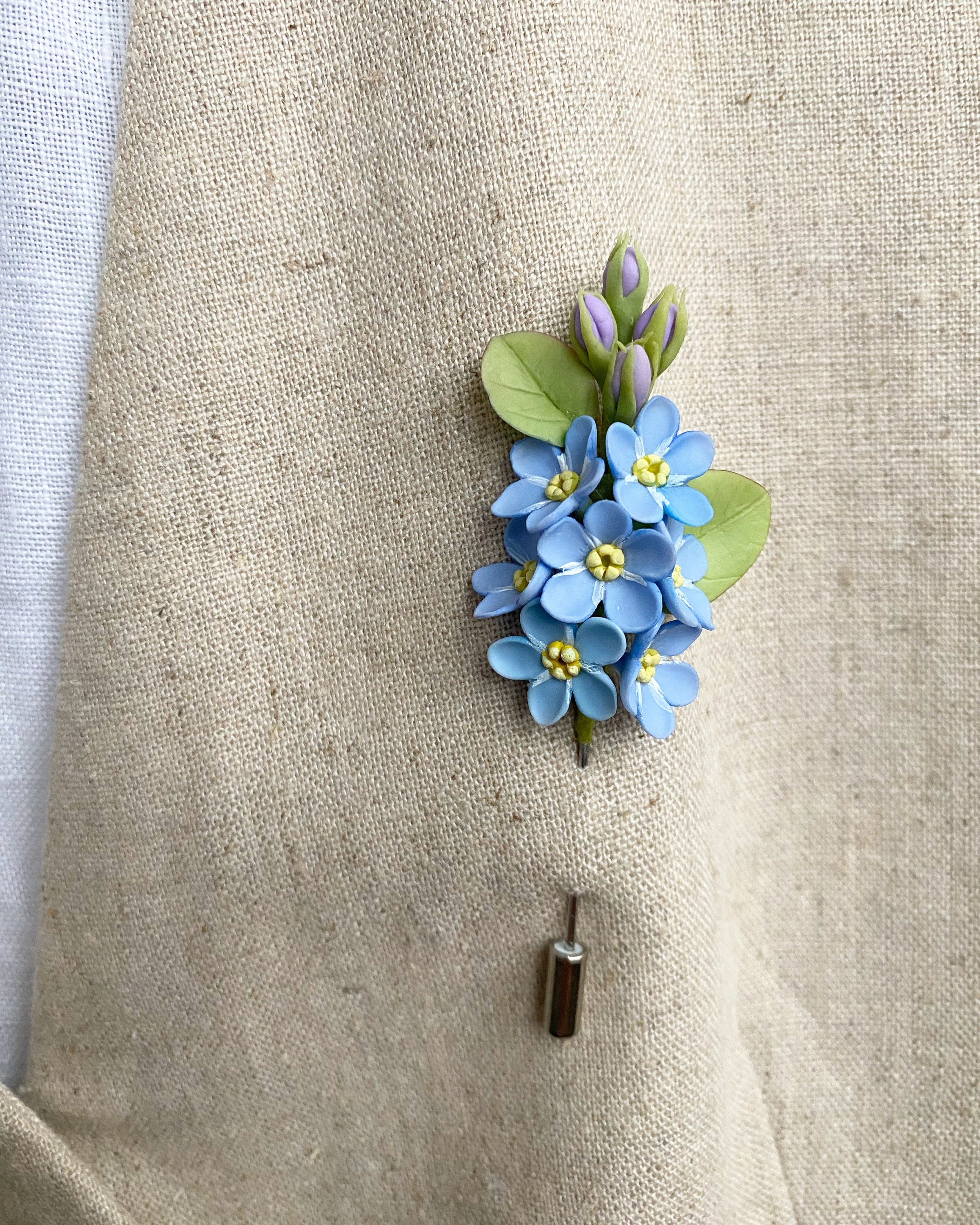 Blue Flower Lapel Pin Wedding Lapel Pin Forget-me-not Boutonniere ...