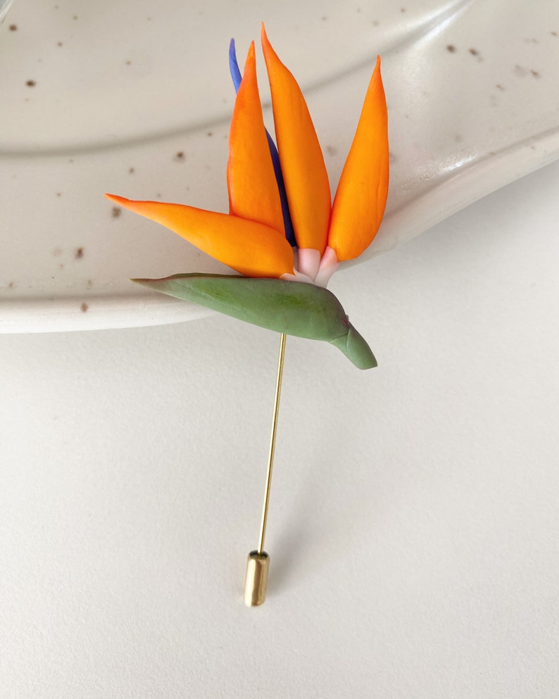 Bird of Paradise Lapel Pin Tropical Flower Lapel Pin Strelitzia Flower ...