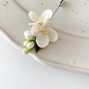 Blossom Lapel Pin Delicate Brooch Jasmine Lapel Pin Ivory Flower Lapel ...