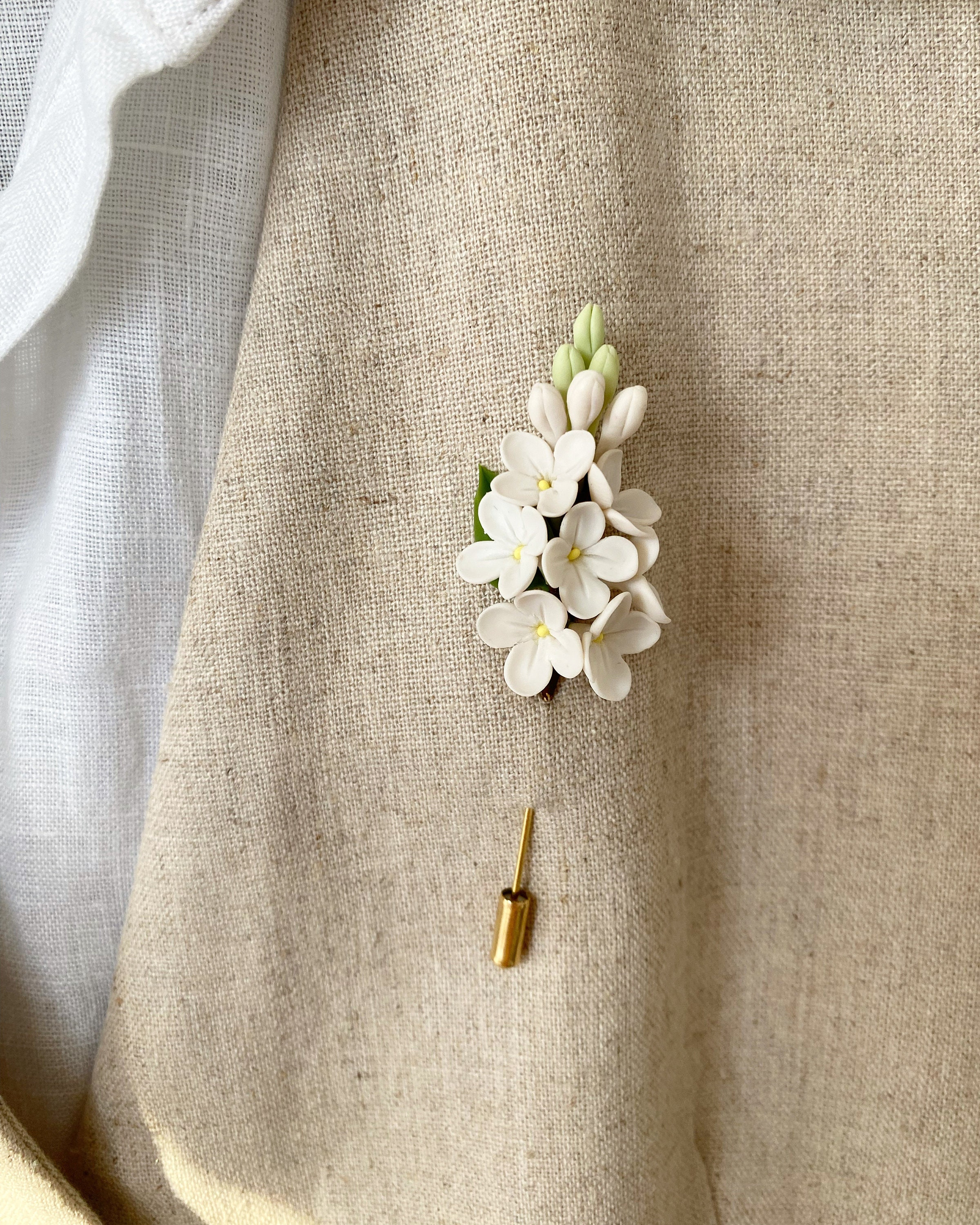 Lilac Lapel Pin Ivory Flower Lapel Pin Groom Boutonniere Wedding Lapel ...