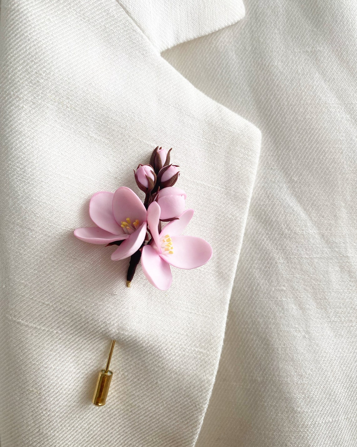 Blossom Lapel Pin Usher Lapel Pin Sakura Flower Lapel Pin Groom Brooch ...