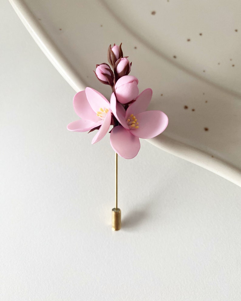 Blossom Lapel Pin Usher Lapel Pin Sakura Flower Lapel Pin Groom Brooch ...