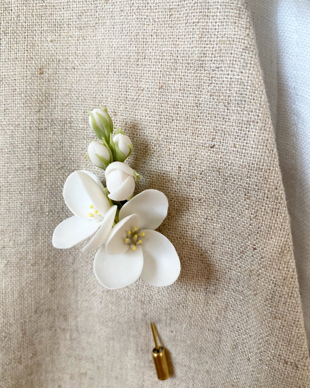 Blossom Lapel Pin Delicate Brooch Jasmine Lapel Pin Ivory Flower Lapel ...