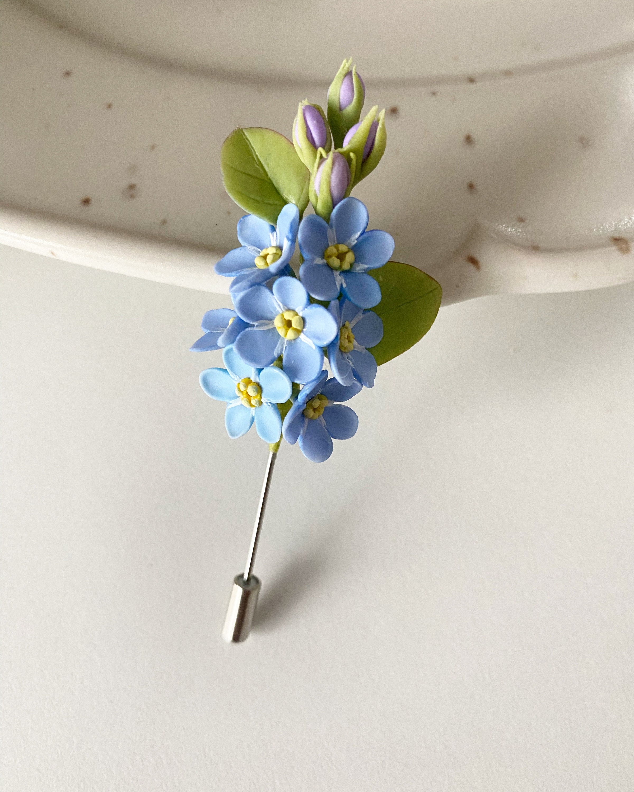 Blue Flower Lapel Pin Wedding Lapel Pin Forget-me-not Boutonniere ...