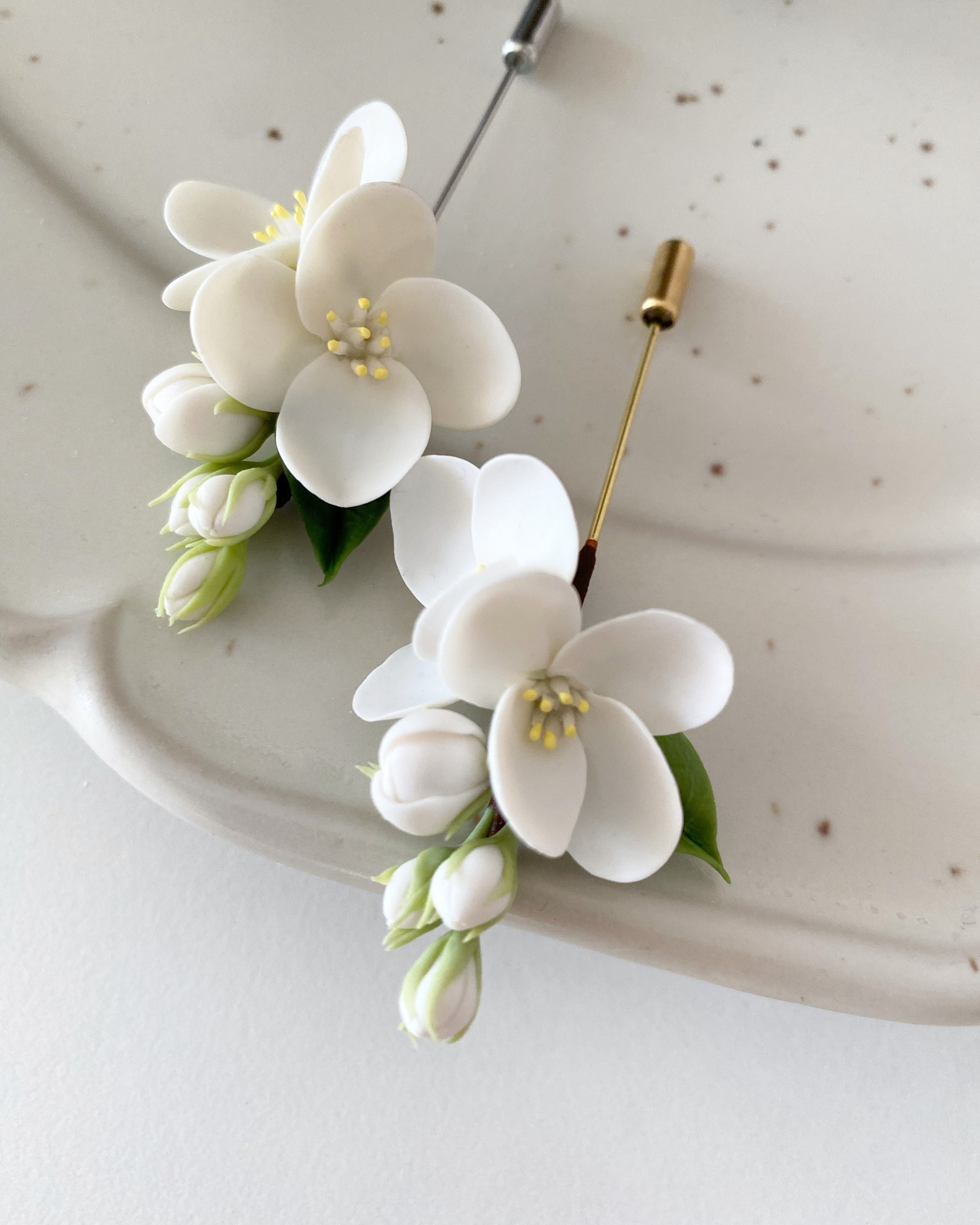Blossom Lapel Pin Delicate Brooch Jasmine Lapel Pin Ivory Flower Lapel ...