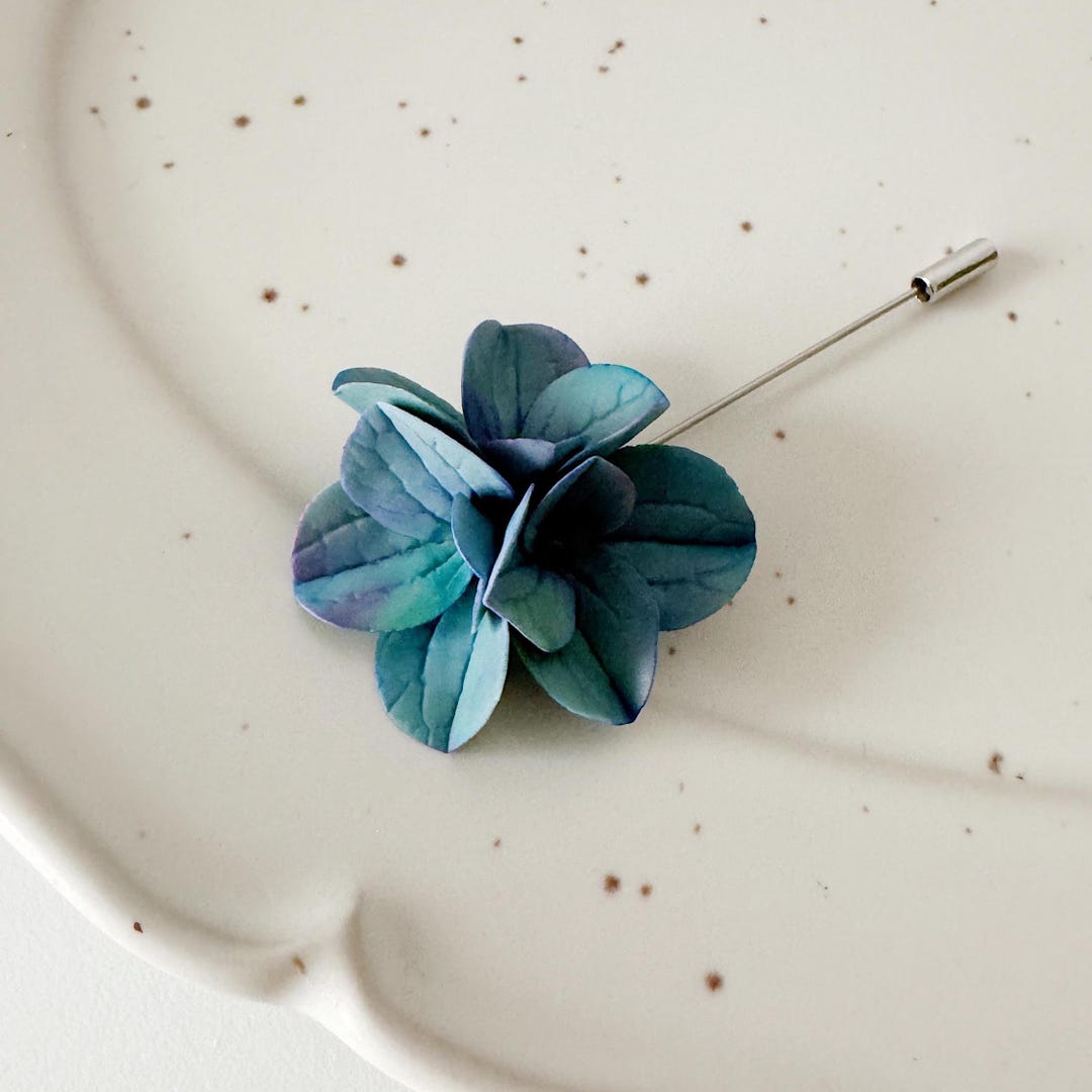 Navy Blue Hydrangea Groom Lapel Pin Flower Lapel Pin Wedding ...
