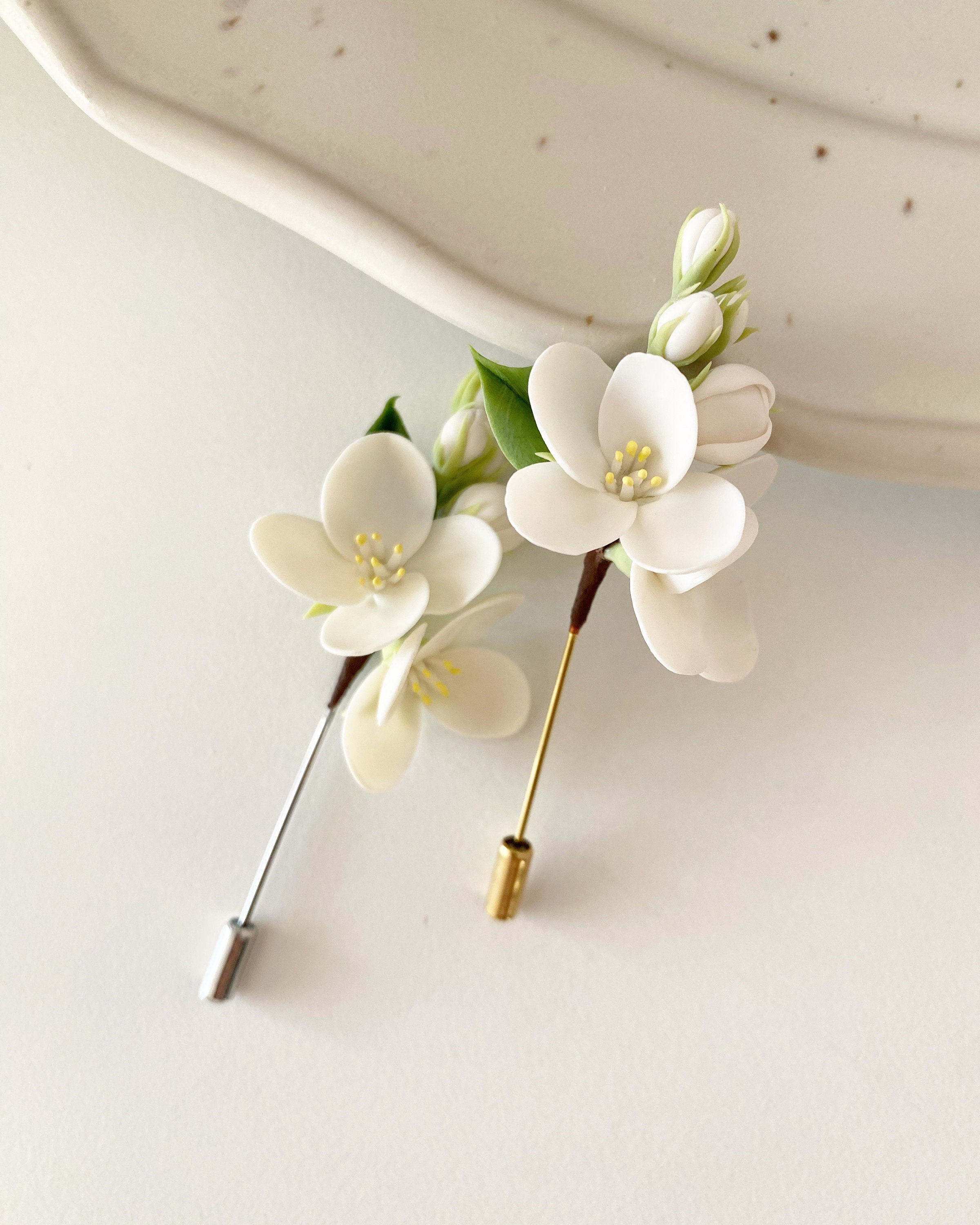 Blossom Lapel Pin Delicate Brooch Jasmine Lapel Pin Ivory Flower Lapel ...