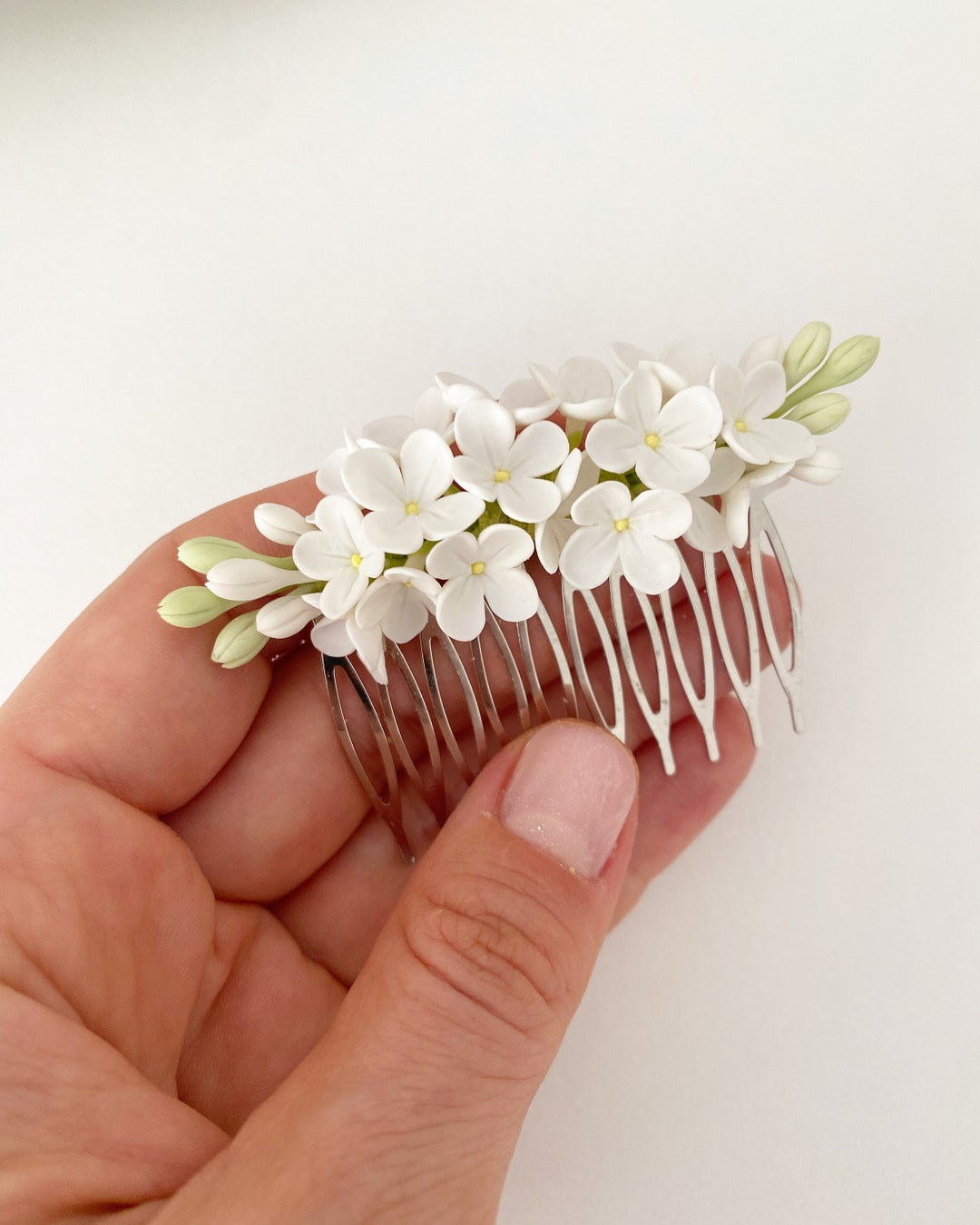Lilac Hair Comb Ivory Flower Hair Comb Wedding Flower Hair Piece Bridal ...