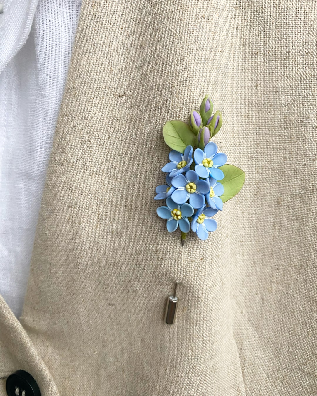 Blue Flower Lapel Pin Wedding Lapel Pin Forget-me-not Boutonniere ...