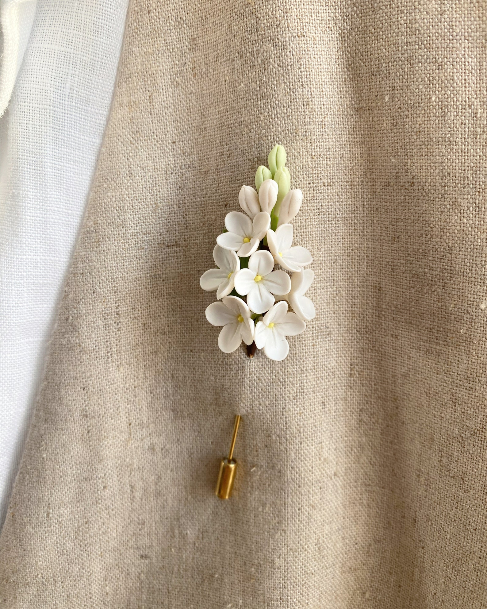 Lilac Lapel Pin Ivory Flower Lapel Pin Groom Boutonniere Wedding Lapel ...