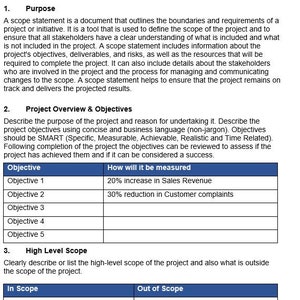 Project Scope Statement (word) PMI APM PRINCE2 - Etsy