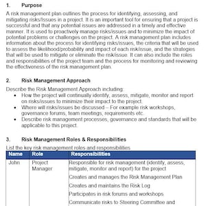 Risk Management Plan RMP (word) PMI APM PRINCE2 - Etsy