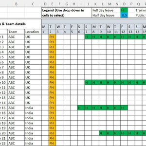 Holiday Annual Leave Tracker Employee Holiday Tracker Staff Holiday ...
