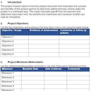 Project Closure Final Report (word) PMP (word) PMI APM PRINCE2 - Etsy