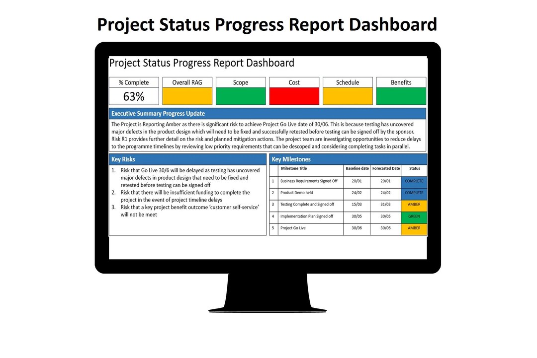 Project Status Progress Report Dashboard 2 Files for the Price of 1 ...