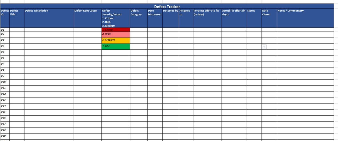 Project Testing Defect Tracker bug Tracker excel PMI APM PRINCE2 - Etsy UK