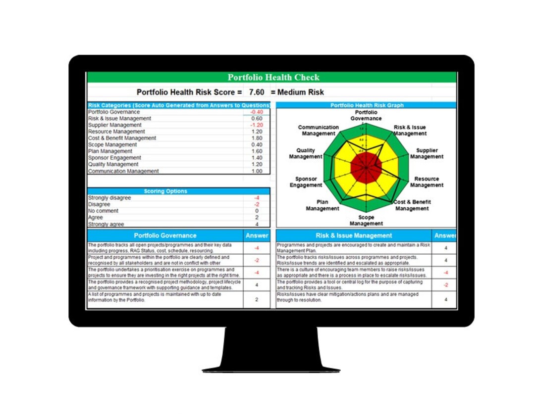 Portfolio Health Check Assessment Tool excel PMI APM PRINCE2 - Etsy