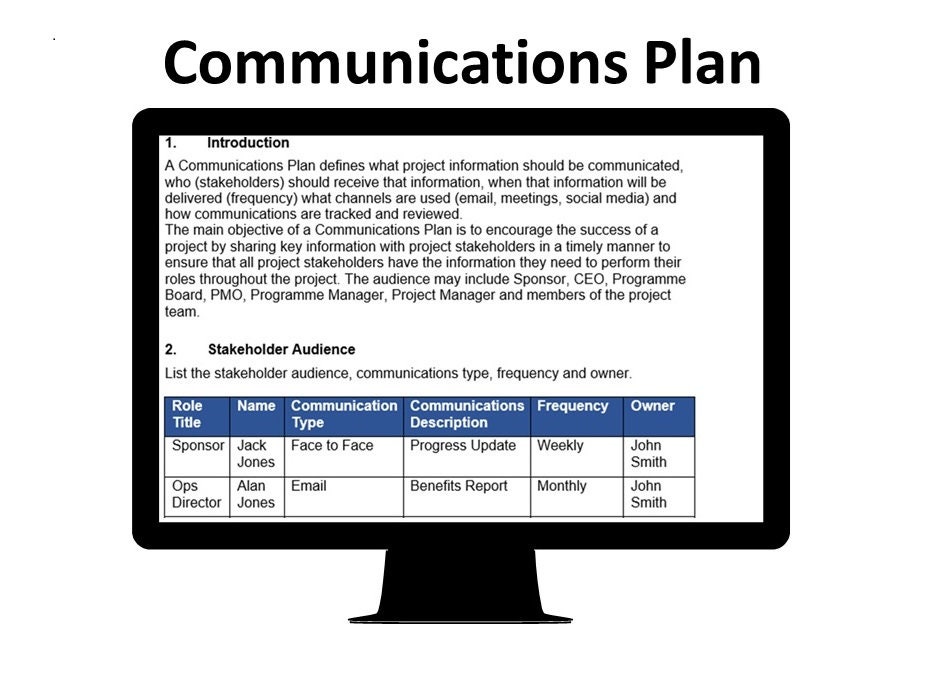 Communications Plan Document (word) PMI APM PRINCE2 - Etsy
