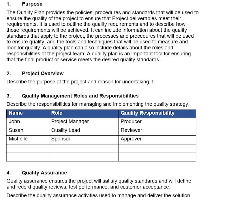 Project Quality Plan (word) PMI APM PRINCE2 - Etsy