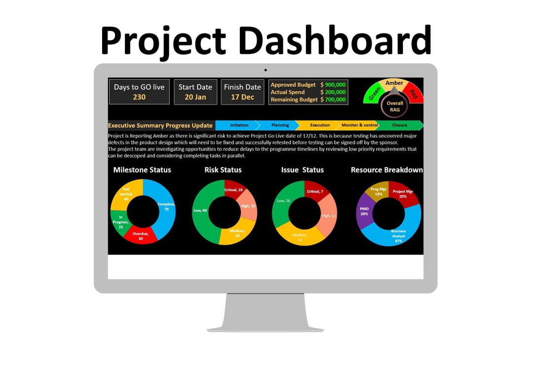 Project Manager Dashboard | Program Manager KPI Dashboard | Powerpoint ...