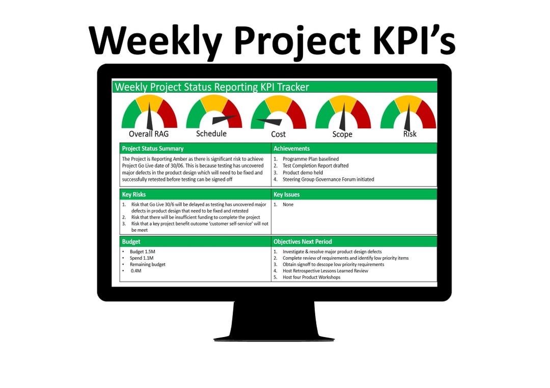 Weekly Project Status Reporting KPI Tracker 2 Files for the Price of 1 ...