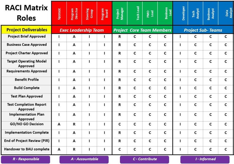RACI Matrix Roles and Responsibilities Template (powerpoint) Project ...
