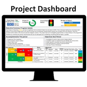 Project Status Report Dashboard (powerpoint) - Etsy