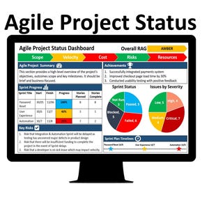 Agile Project Status Dashboard (agile Status, Agile Metrics, Agile Framework, Agile Kpis, SCRUM ...