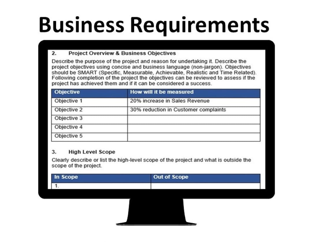 Business Requirements Document BRD (word) PMI APM PRINCE2 - Etsy