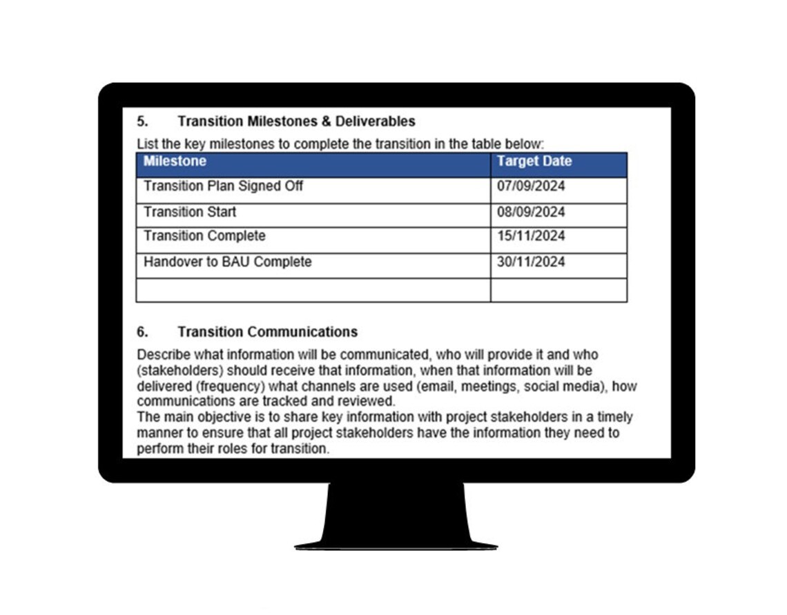 Project Transition Plan (word) PMI APM PRINCE2 - Etsy