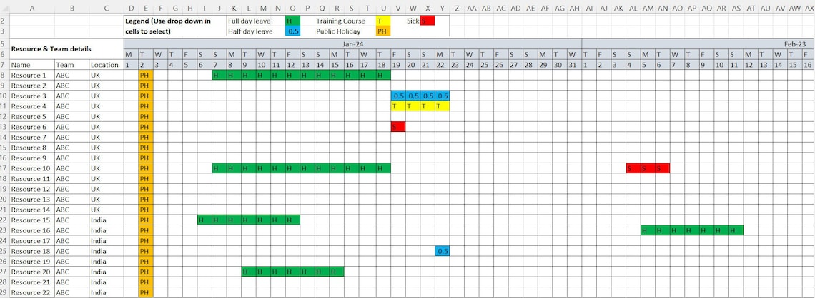 Holiday Annual Leave Tracker Employee Holiday Tracker Staff Holiday ...