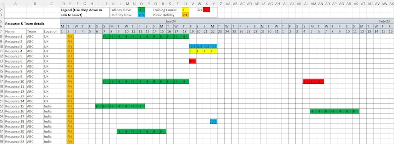 Holiday Annual Leave Tracker Employee Holiday Tracker Staff Holiday ...