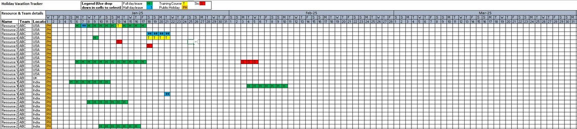 Holiday Annual Leave Tracker Employee Holiday Tracker Staff Holiday ...