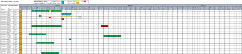 Holiday Annual Leave Tracker Employee Holiday Tracker Staff Holiday ...