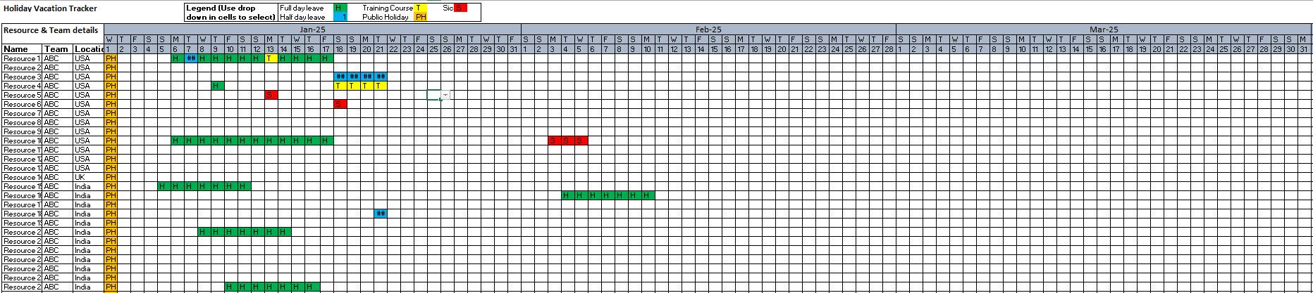 Holiday Annual Leave Tracker Employee Holiday Tracker Staff Holiday ...