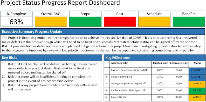 Project Status Progress Report Dashboard 2 Files for the Price of 1 ...