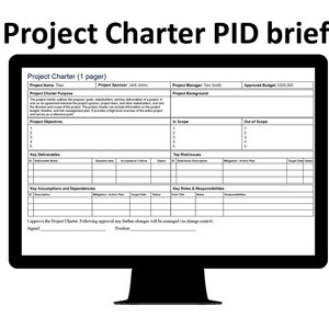 Project Charter PID Tor Brief (word) PMI APM PRINCE2 - Etsy