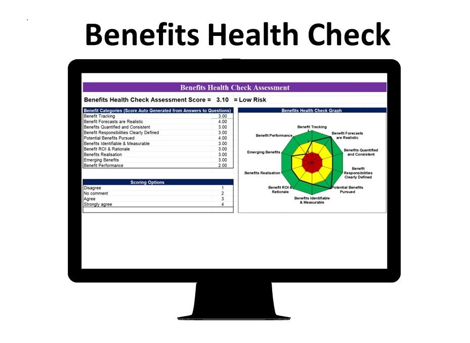Benefits Health Check Project Assessment Tool (excel) PMI APM PRINCE2 ...