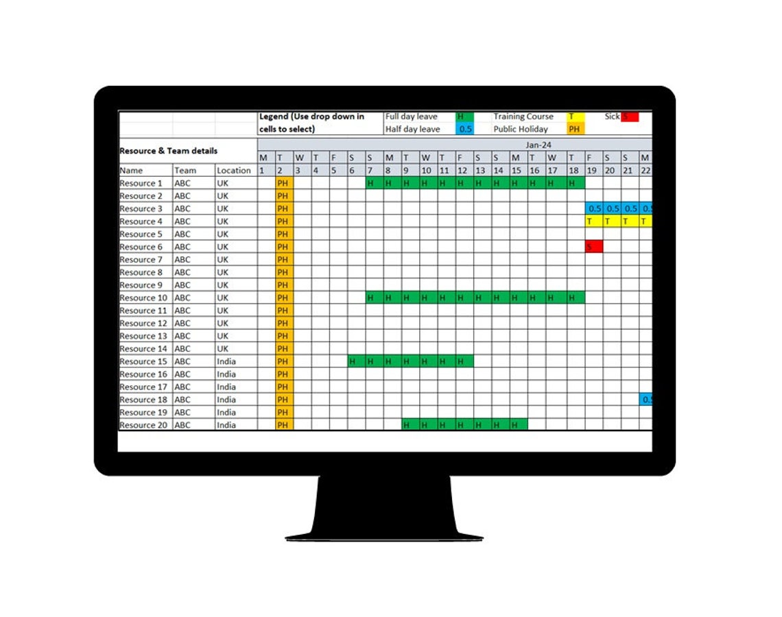 Holiday Annual Leave Tracker Employee Holiday Tracker Staff Holiday ...