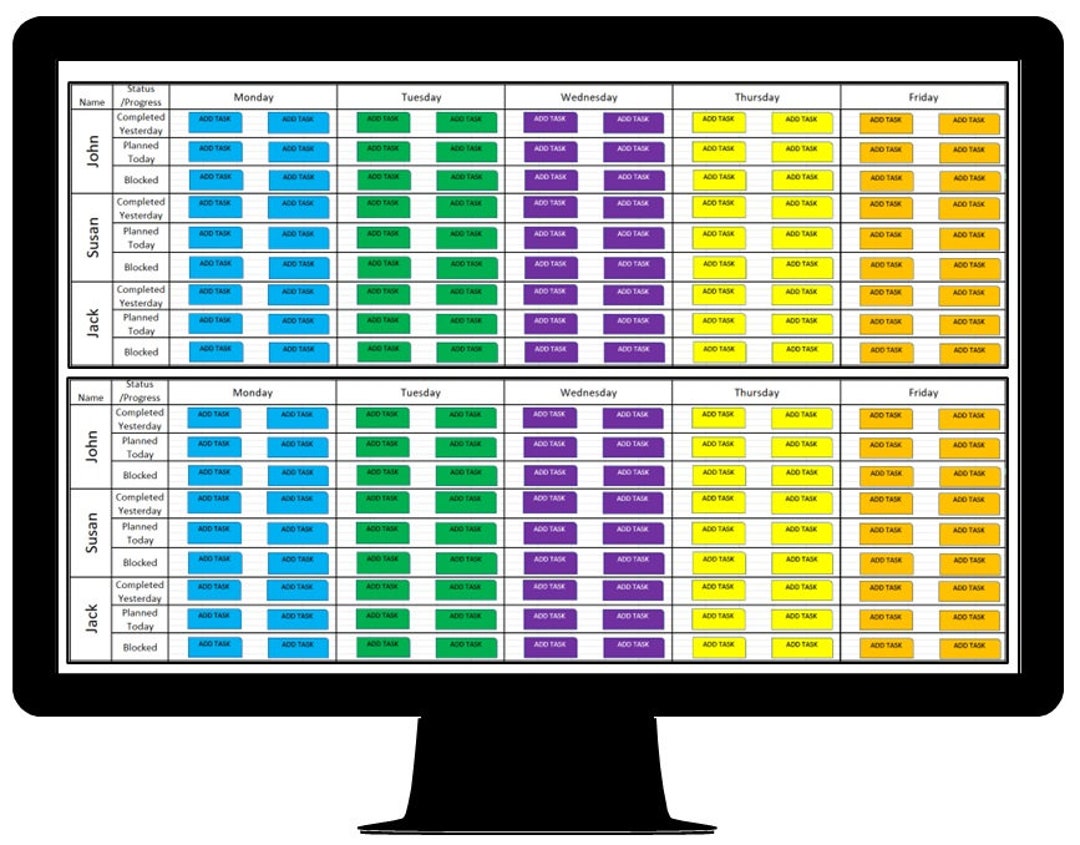 Daily Scrum Template Agile Excel PMI APM PRINCE2 - Etsy
