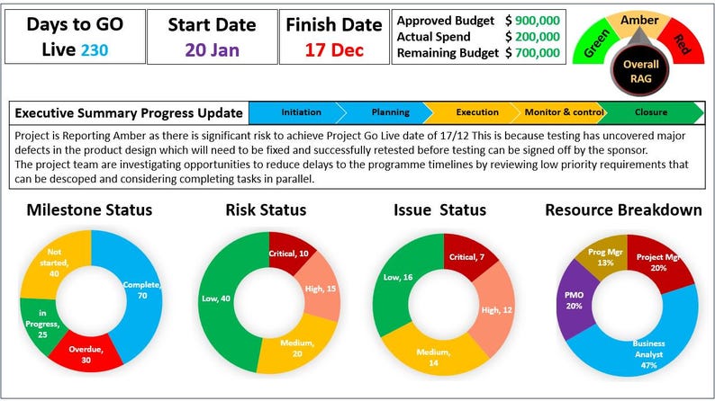 Project Management Dashboard Project KPI Dashboard (powerpoint) - Etsy