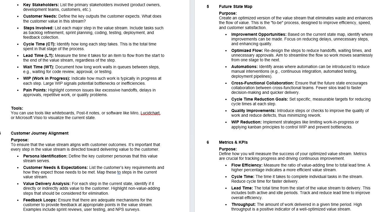 Value Stream Mapping Template (word Agile VSM) Process Improvement - Etsy