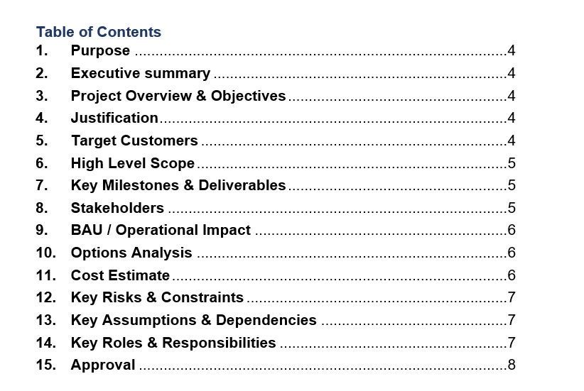 Project Charter PID Tor Brief (word) PMI APM PRINCE2 - Etsy