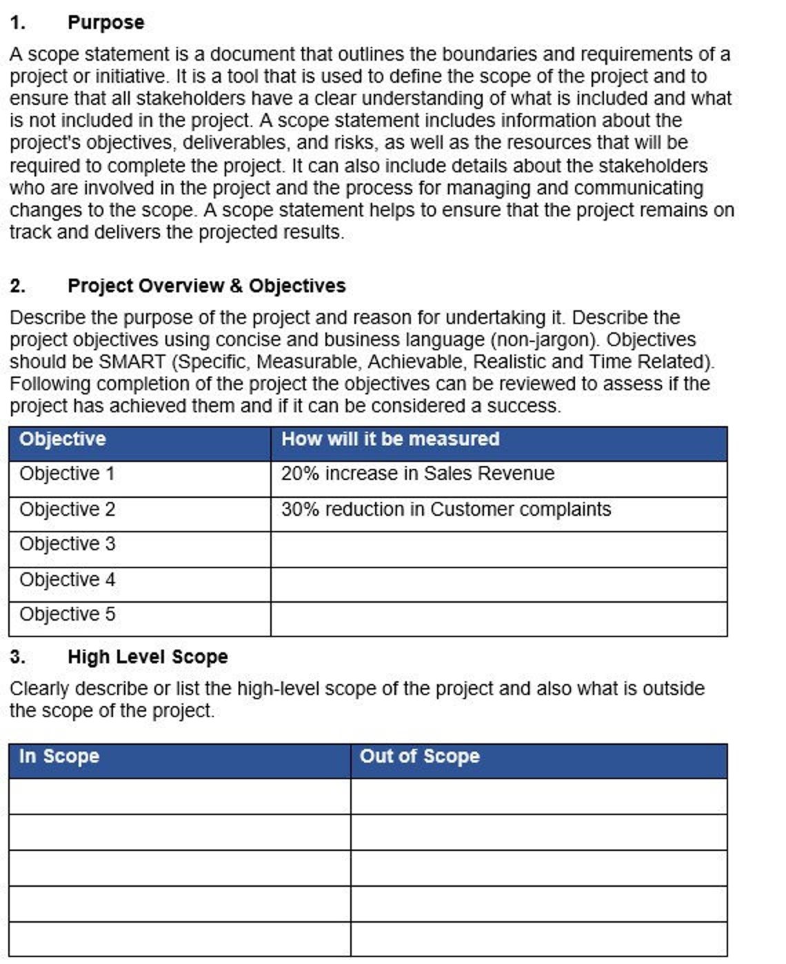 Project Scope Statement (word) PMI APM PRINCE2 - Etsy